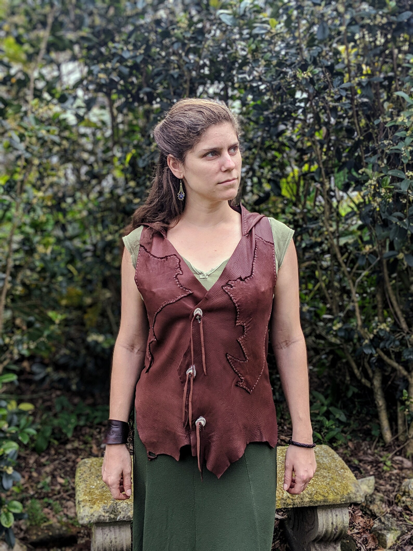 Forest Guardian Leather Vest With Hood - Etsy