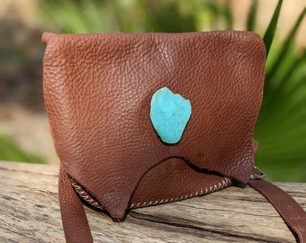 Turquoise Leather Crossbody Bag | Etsy