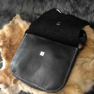 Black Leather Crossbody Bag/purse With Antler - Etsy