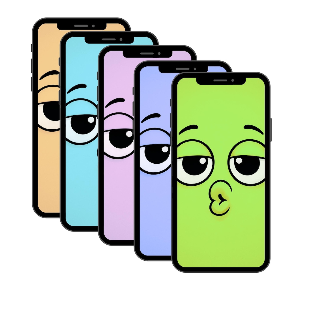 Phone Wallpaper Set – Kawaii Cartoon Lock Screen, Funny & Seasonal ...