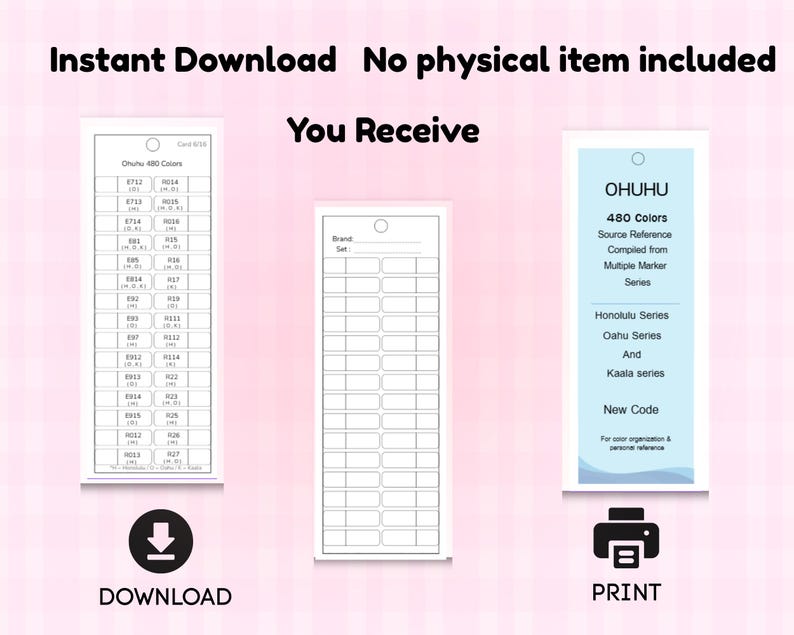 Printable Marker Swatch Chart | Kaala Swatch Card | Ohuhu New Colors ...