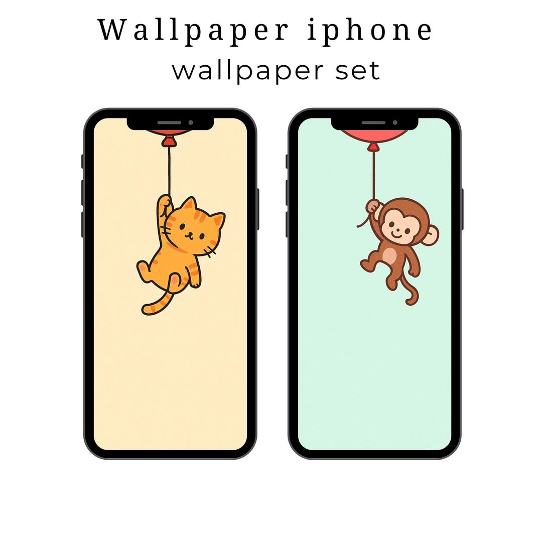 Phone Wallpaper Set – Kawaii Cartoon Lock Screen, Funny & Seasonal ...