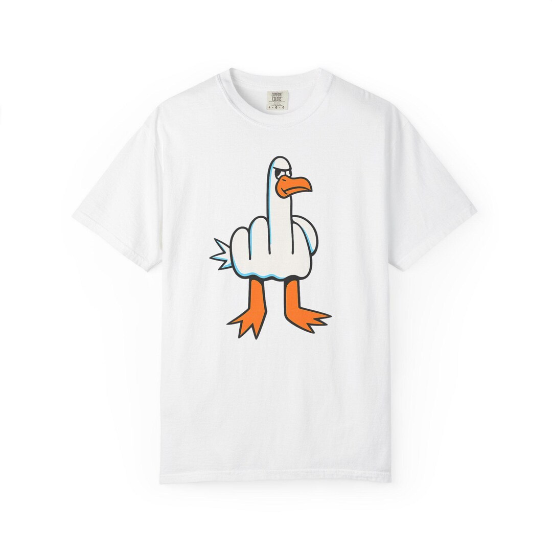 Middle Finger Seagull T-shirt | Funny Bird Graphic Tee - Etsy