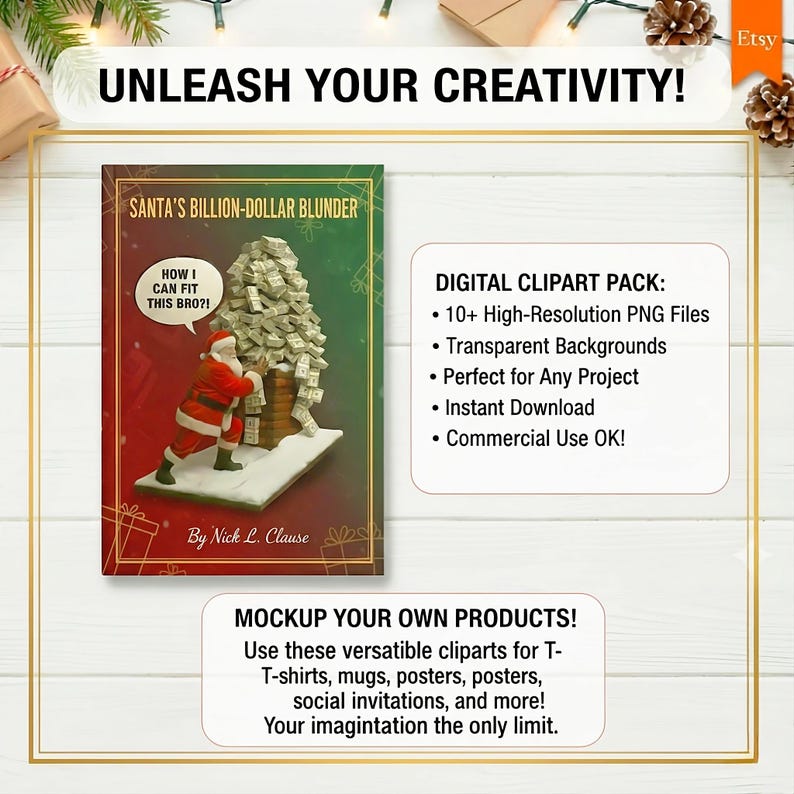 Santa’s Chimney Challenge Clipart | Funny Christmas Santa Pngs | Car ...