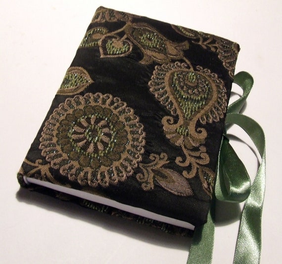 Items similar to Green Embroidered Journal - unique handmade notebook ...