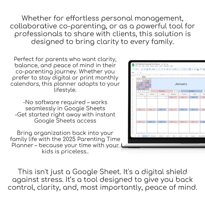 2025 Parenting Time Planner – Co-parenting Google Sheets Calendar ...