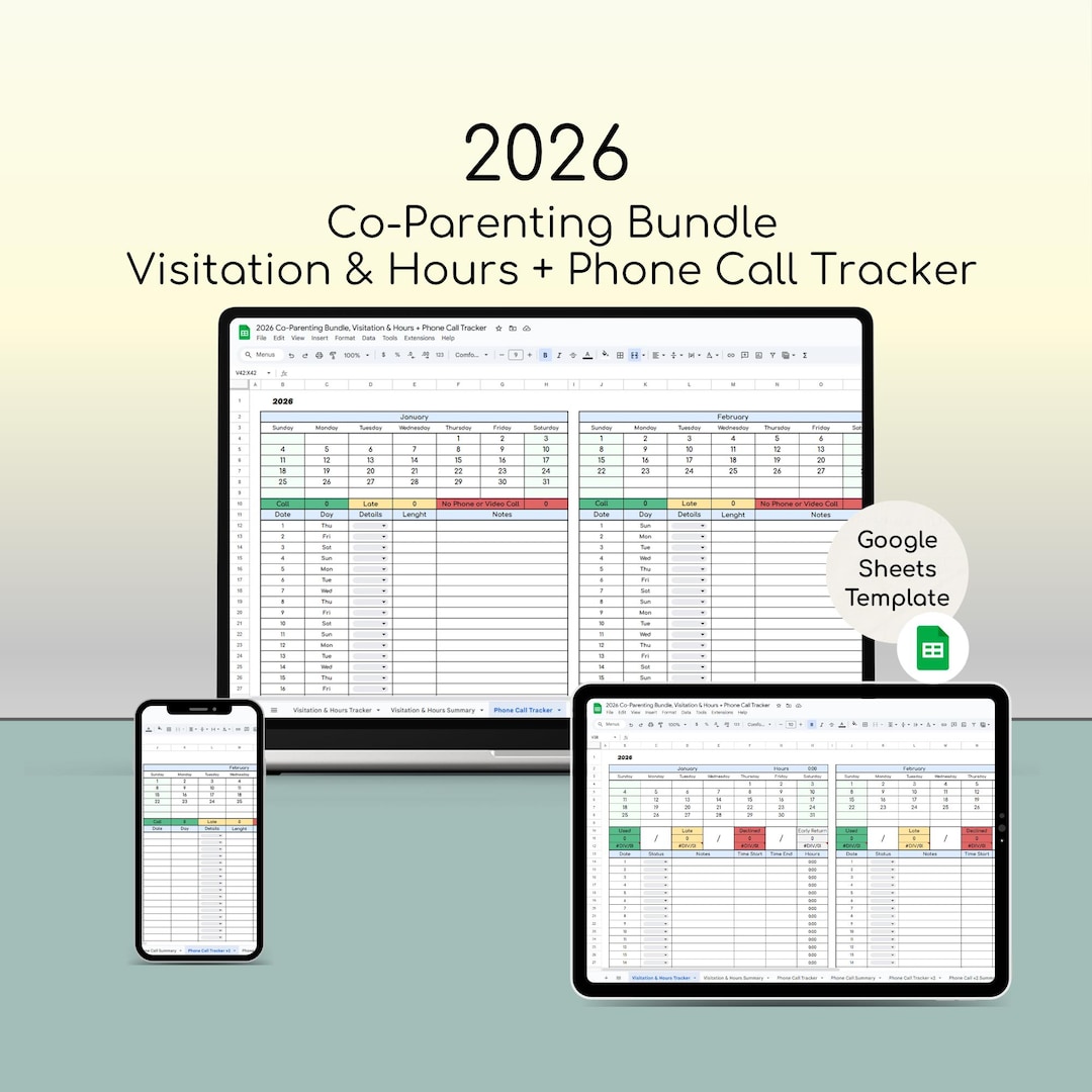 2026 Co-parenting Visitation Hours & Phone Call Tracker Bundle – Google ...