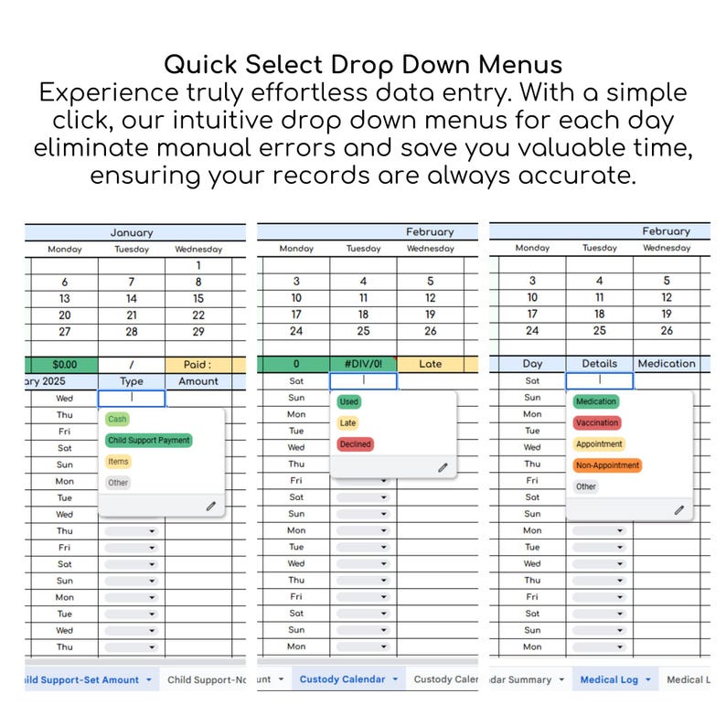 2025 Co-parenting Bundle – Child Support Tracker, Custody Calendar ...