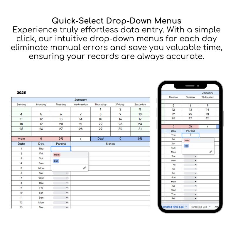 2026 Co-parenting Google Sheets Template – Parenting Time Calendar ...