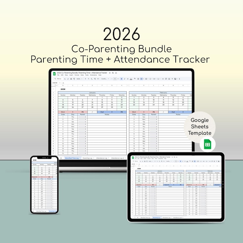 2026 Co-parenting Google Sheets Template – Parenting Time Calendar ...