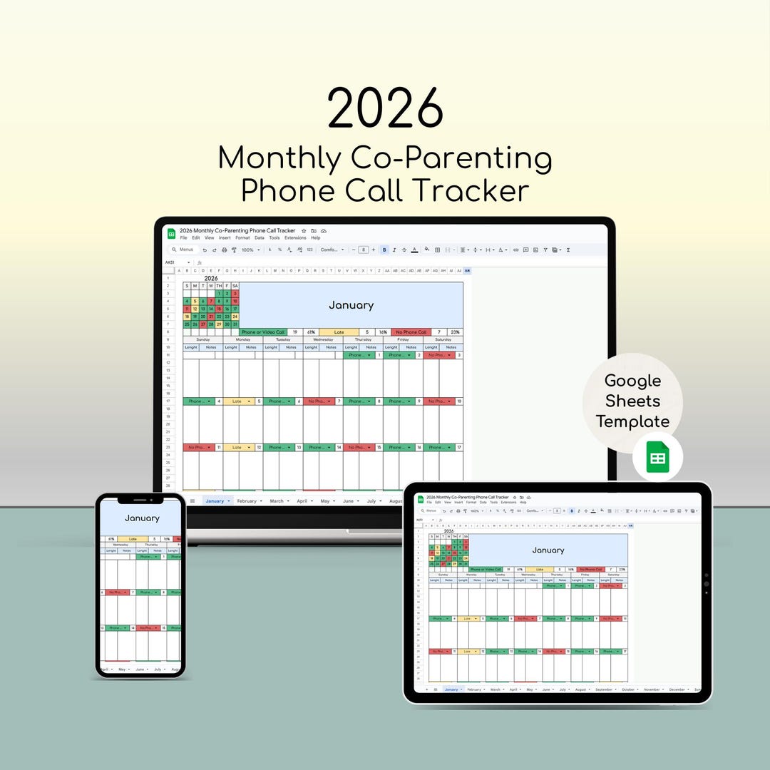 2026 Co-parenting Phone Call Tracker – Google Sheets Template, Monthly ...