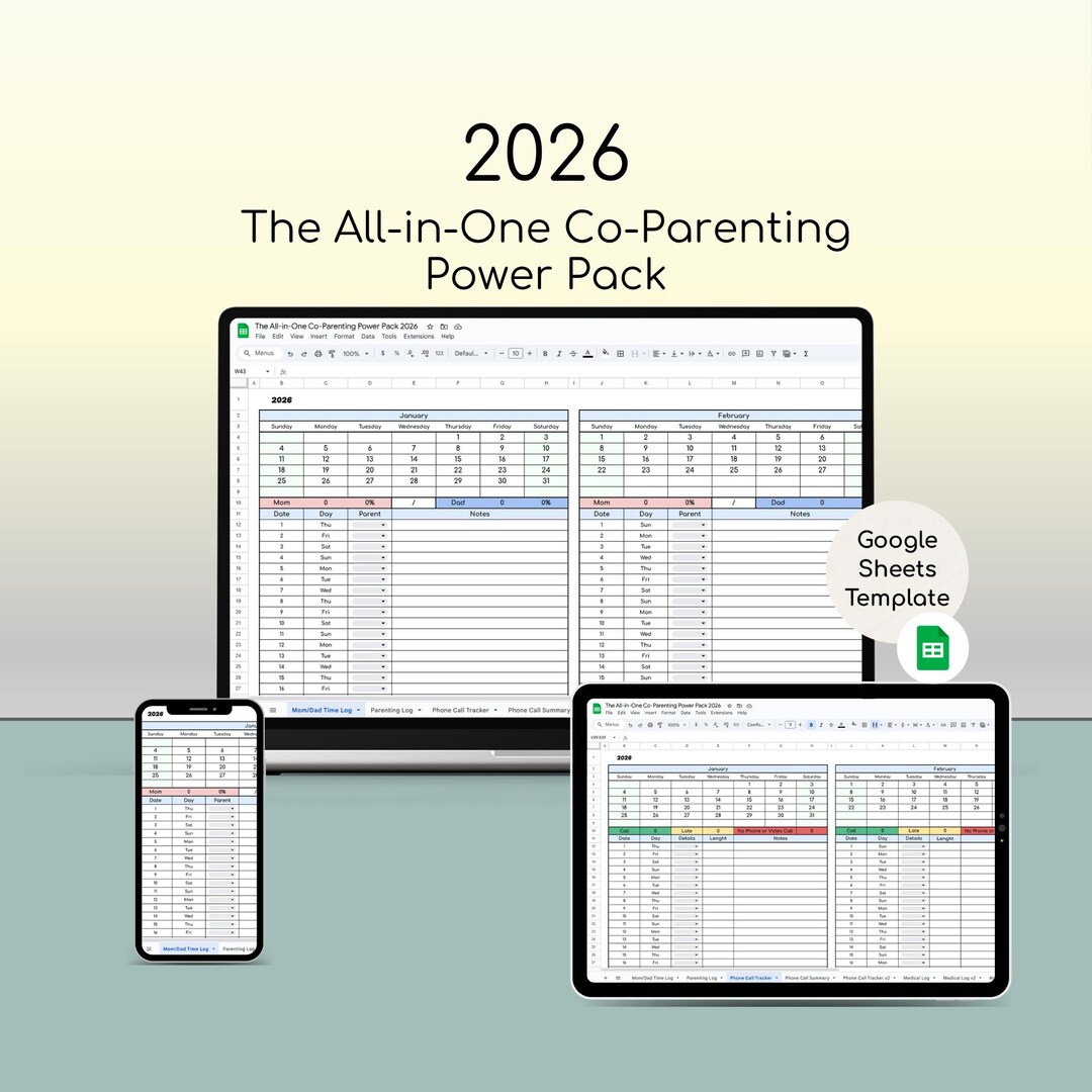 2026 All-in-one Co-parenting Power Pack – Ultimate Google Sheets ...