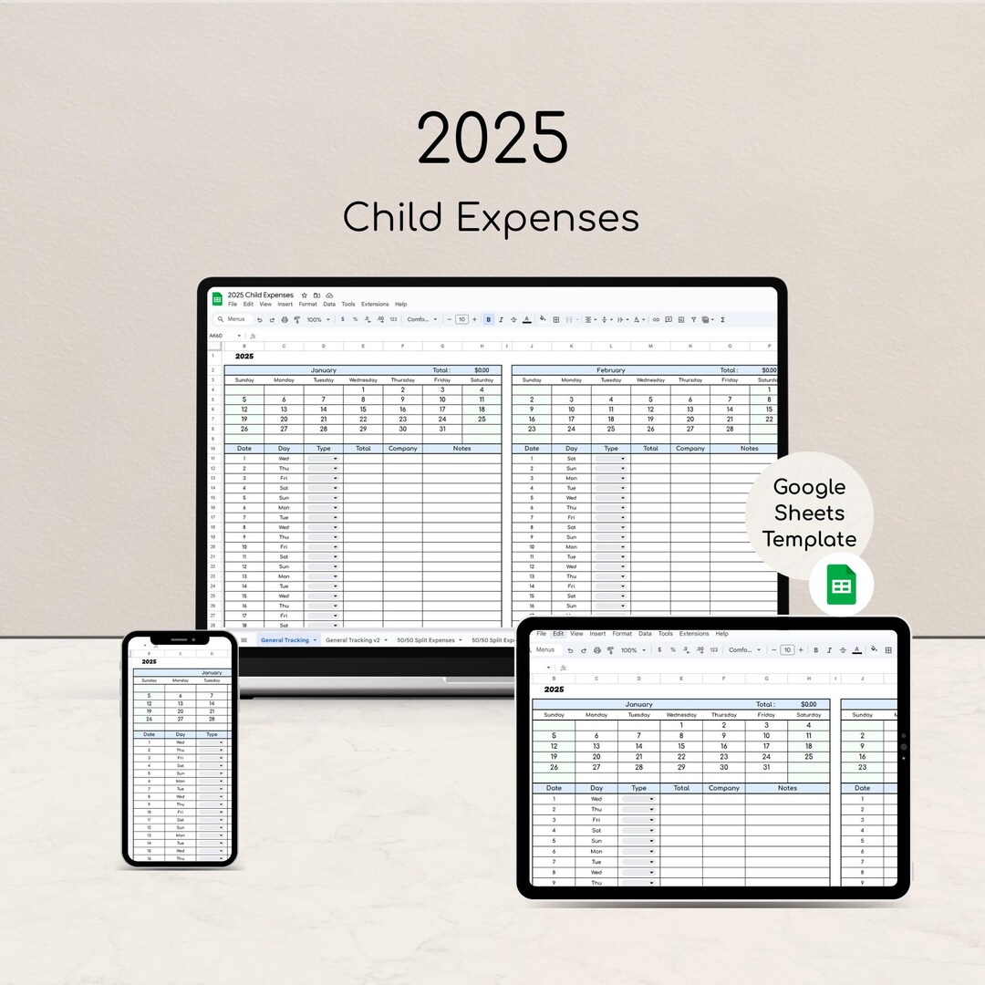 2025 Child Expense Tracker – Google Sheets Budget Template, Monthly ...