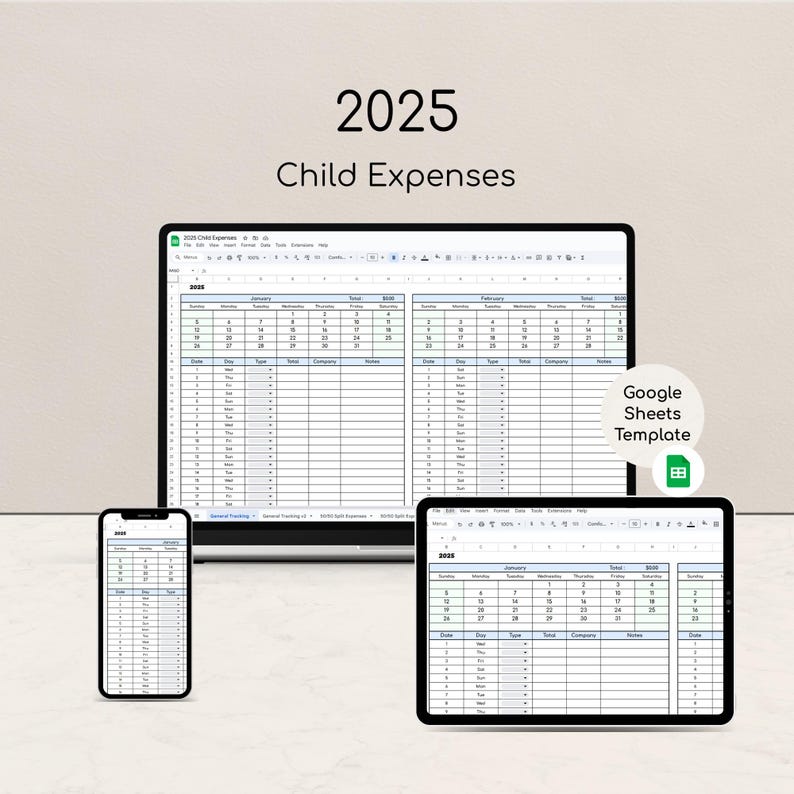 2025 Child Expense Tracker – Google Sheets Budget Template, Monthly ...