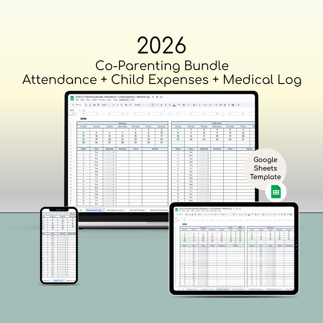 2026 Co-parenting Bundle – Attendance Tracker, Child Expense Log ...
