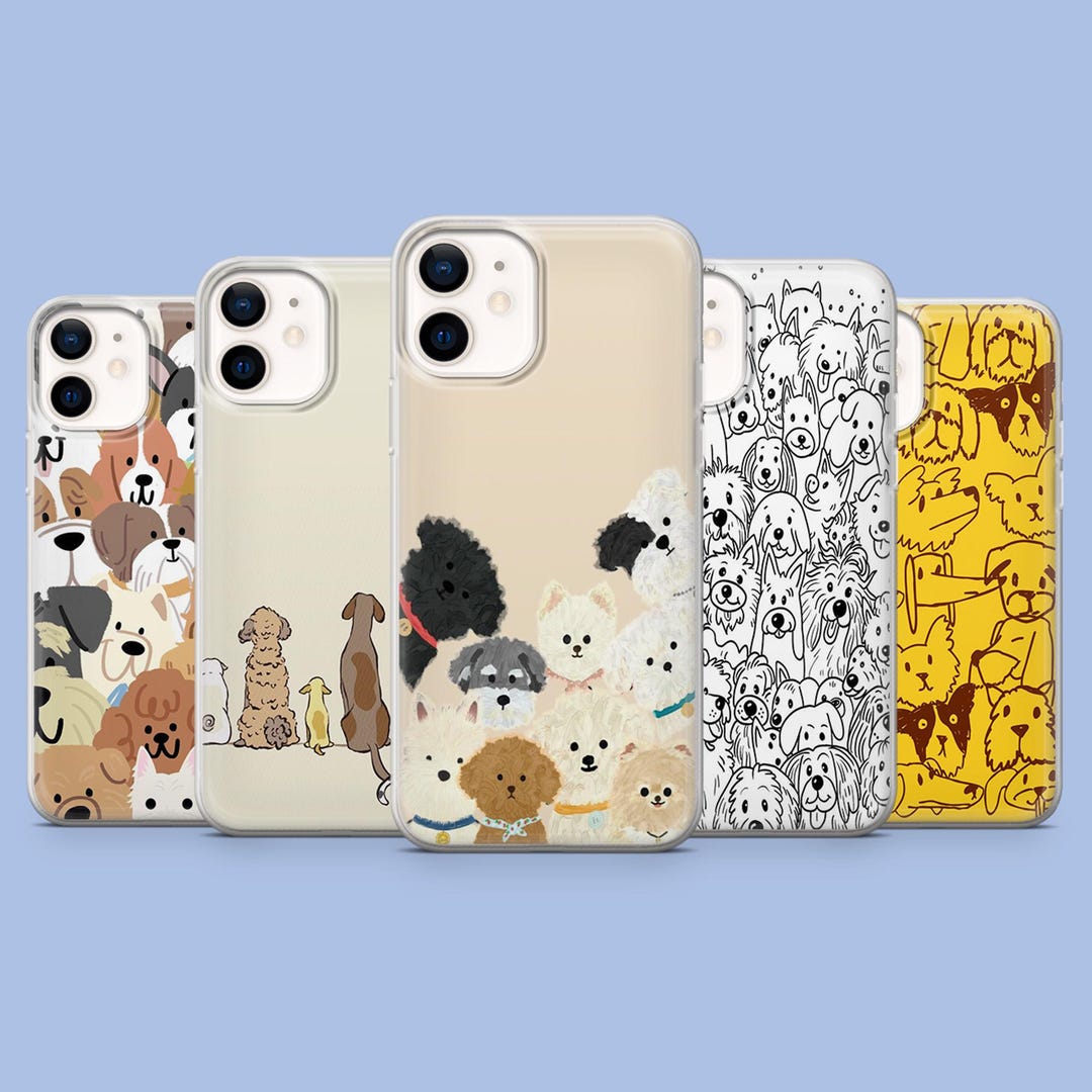 Dog Art Phone Case Drawing of Dogs Cover for iPhone 17 Pro, 16, 15, 14 ...