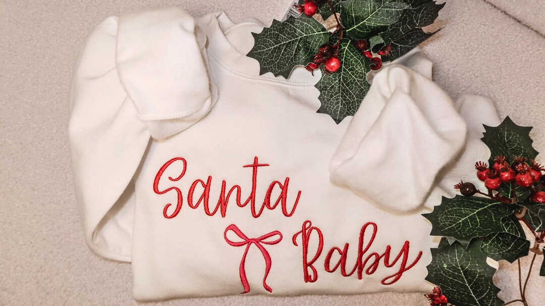 Santa Baby Christmas Embroidered Sweater, Y2K Retro Holiday Crewneck ...
