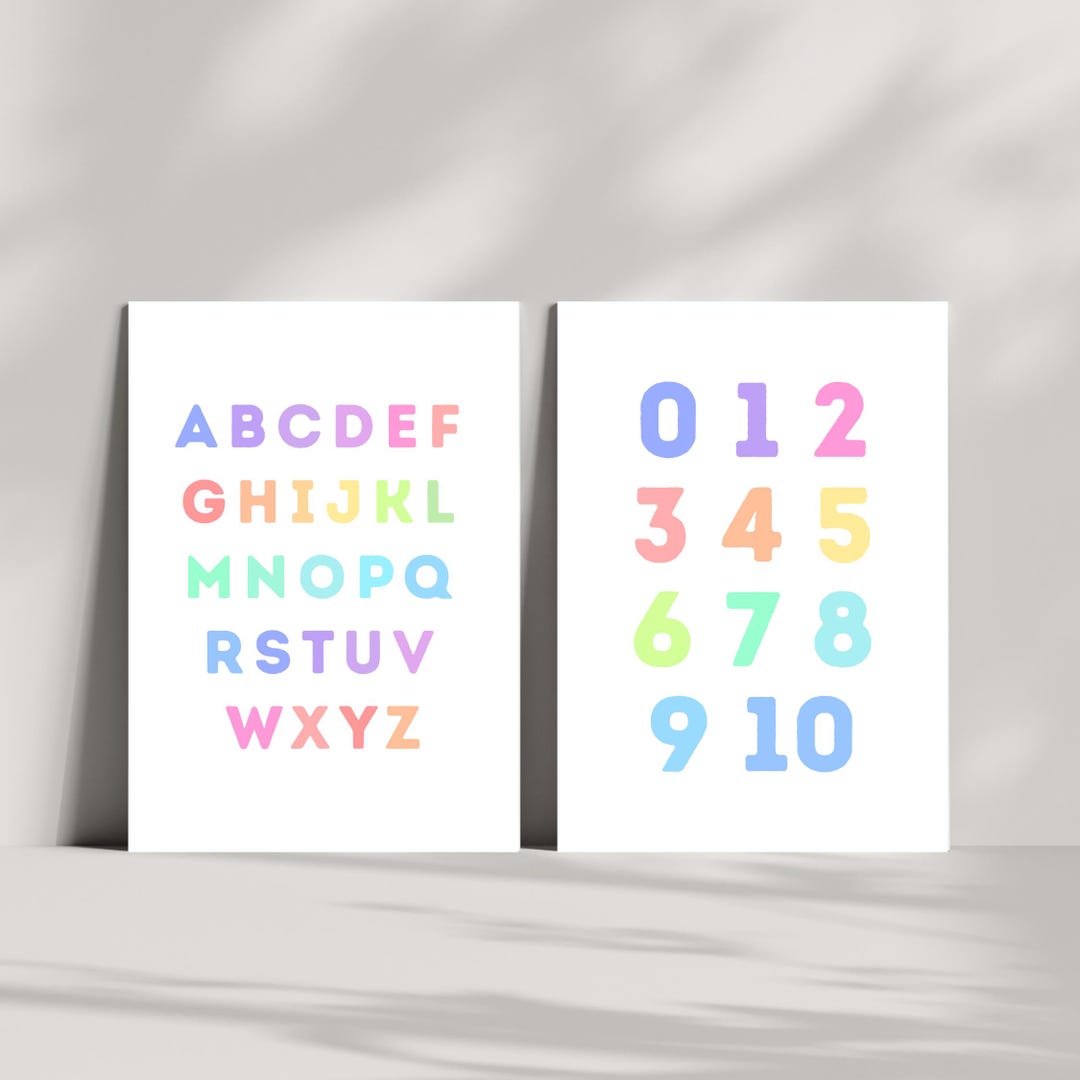 Alphabet and Numbers Wall Art, Nursery Printable, Educational Poster ...