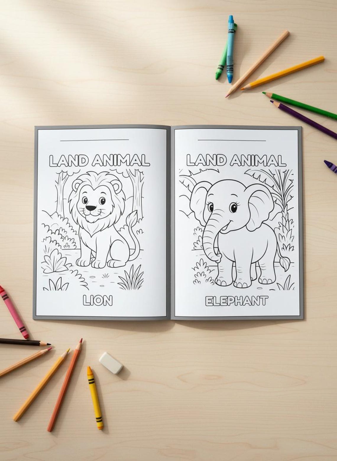 Land Animals Coloring Book | Digital Download | Fun & Relaxing Coloring ...