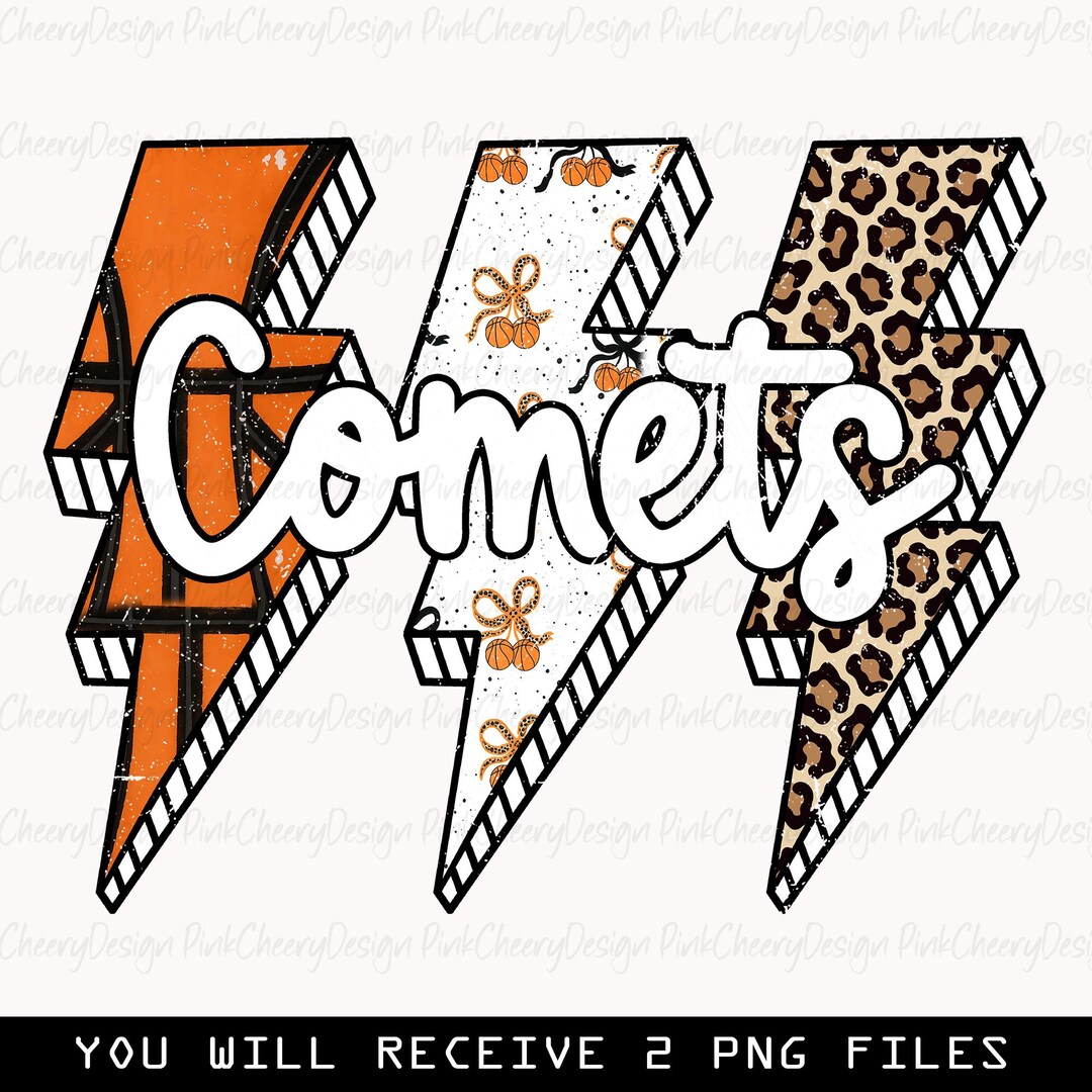 Retro Comets Basketball Lightning Bolt PNG, Leopard Basketball PNG ...