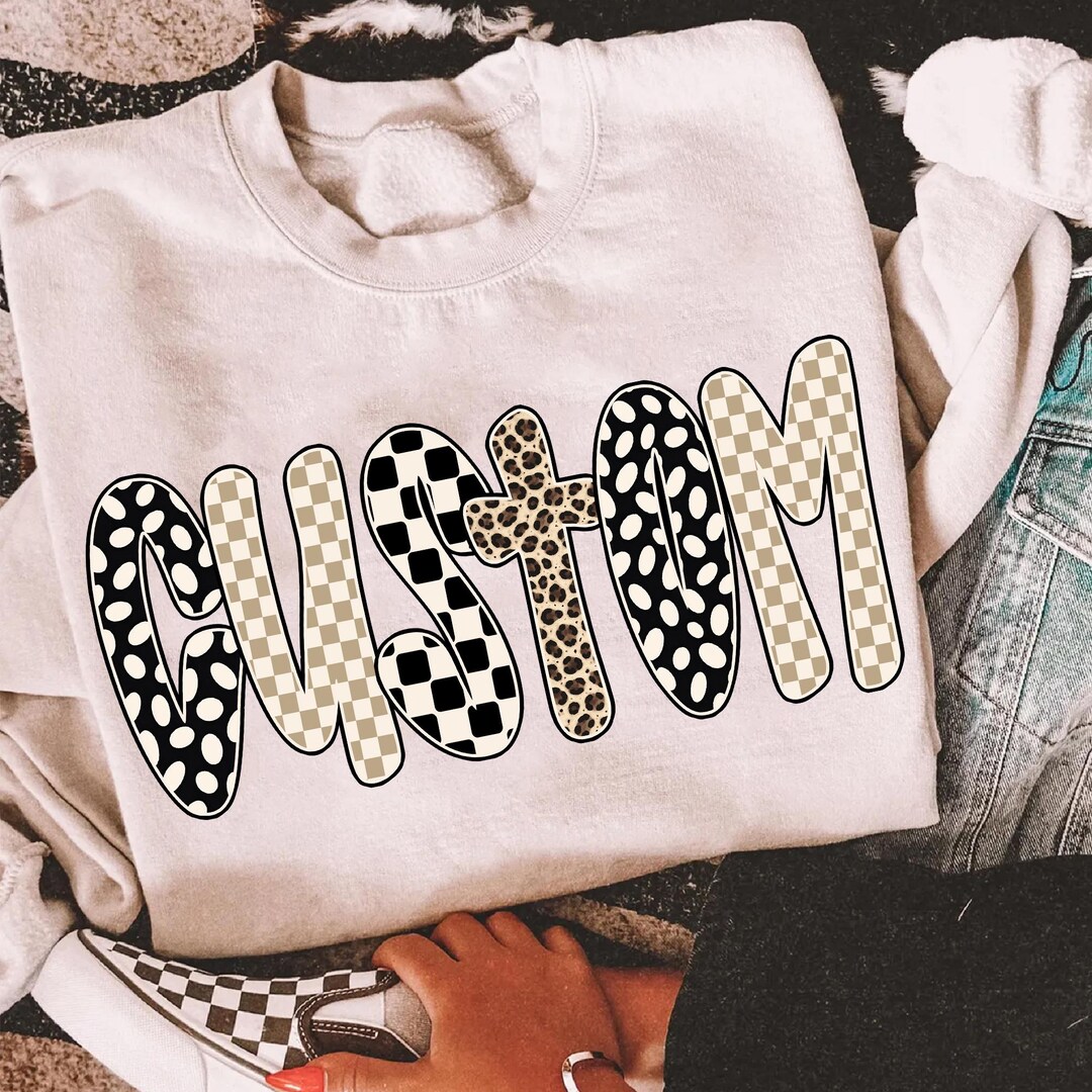 Custom Name PNG, Personalized Text Design, Neutral Checkered Leopard ...