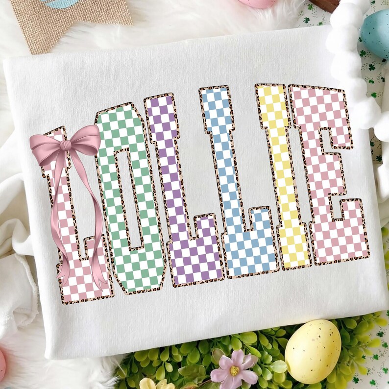 Easter Lollie PNG, Pastel Checkered Lollie Coquette Bow, Leopard ...