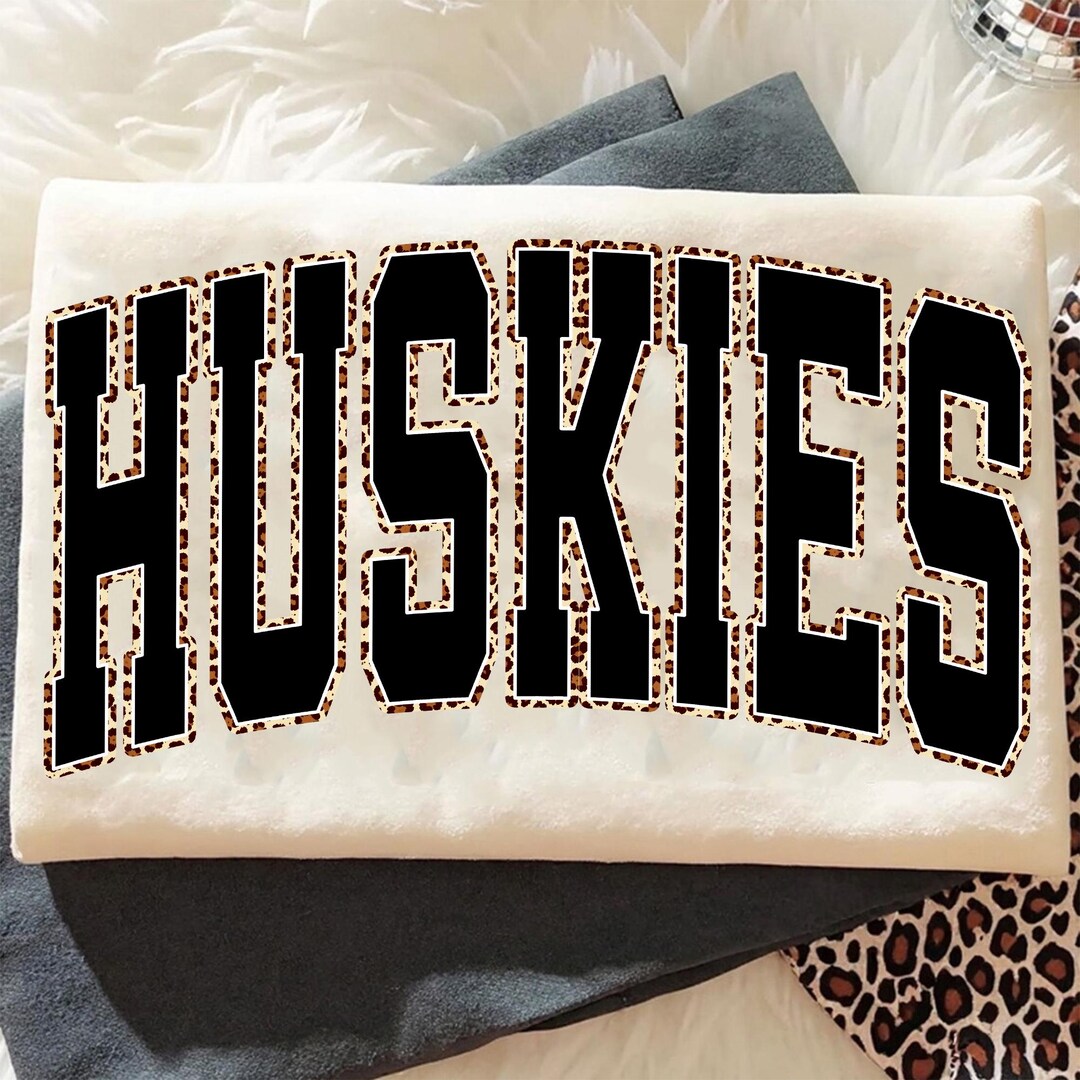 Huskies PNG, Varsity Leopard Print Letters, School Spirit Game Day ...