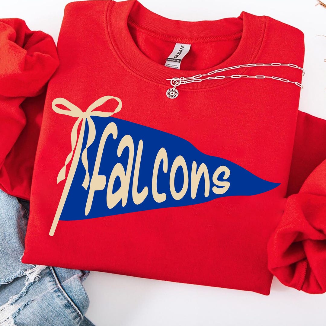 Falcons Mascot PNG, Watercolor Pennant Flag With Bow, Falcons Team ...