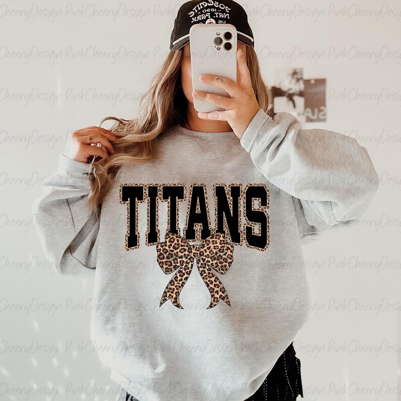 Titans Mascot PNG, Leopard Varsity Coquette Bow Design, School Spirit ...