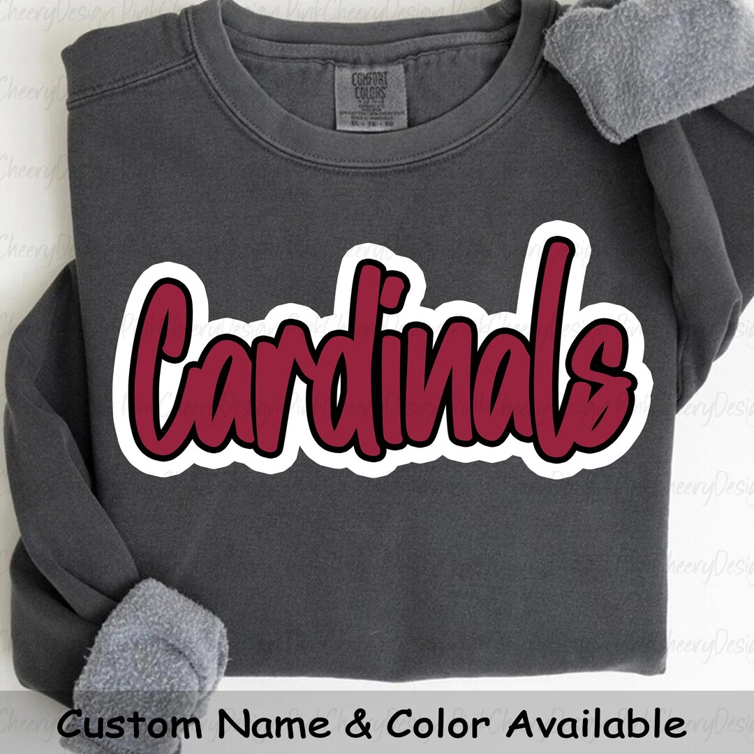 Cardinals Mascot PNG, School Spirit Cardinals Script Logo, Team Mascot ...