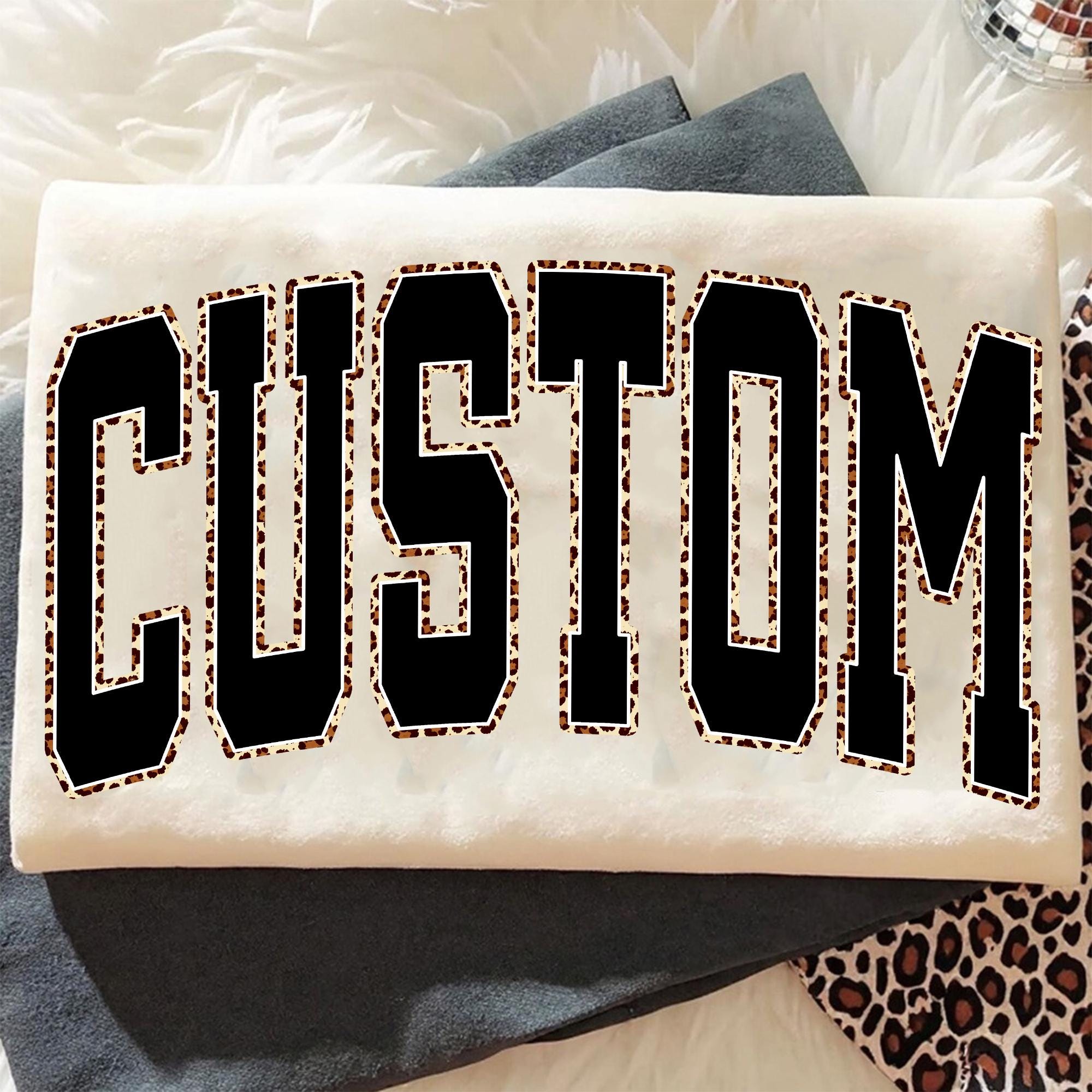 Custom Mascot Name PNG, Varsity Leopard Print Letters, School Spirit ...