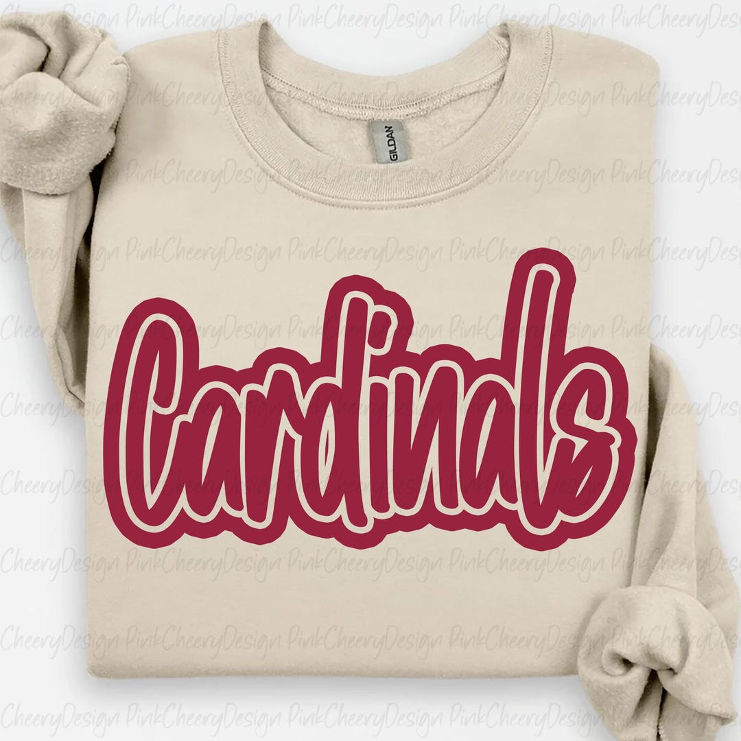 Cardinals Mascot PNG, School Spirit Cardinals Script Logo, Team Mascot ...
