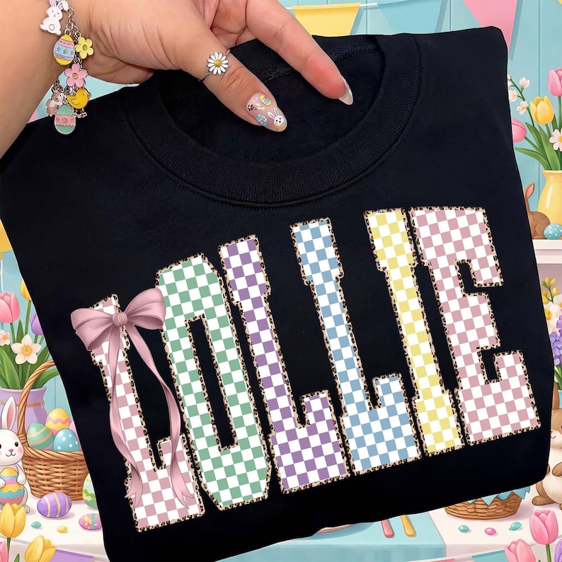 Easter Lollie PNG, Pastel Checkered Lollie Coquette Bow, Leopard ...