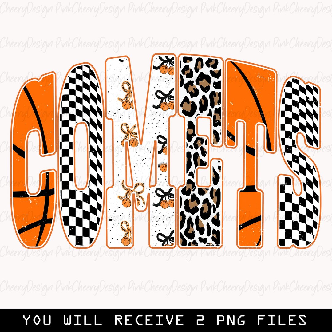Comets Basketball PNG, Leopard & Checkerboard Sports Design, Mascot ...