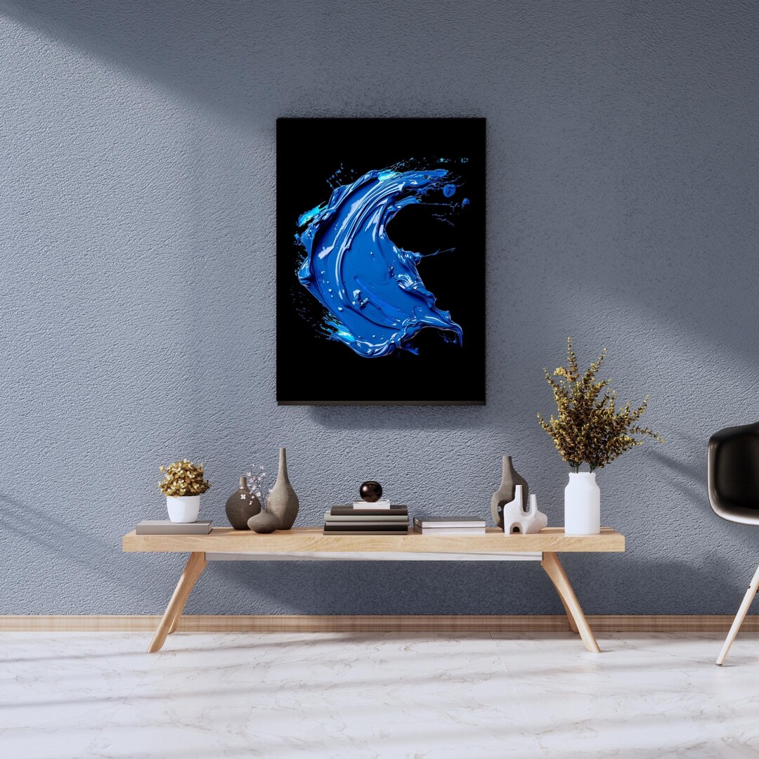 Blue Abstract Poster on Black Background | Modern Digital Art for ...