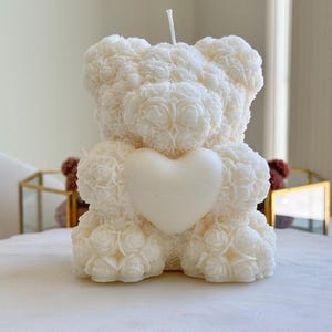 Scented Teddy Bear Soy Candle With Heart – Handmade Home Decor - Etsy