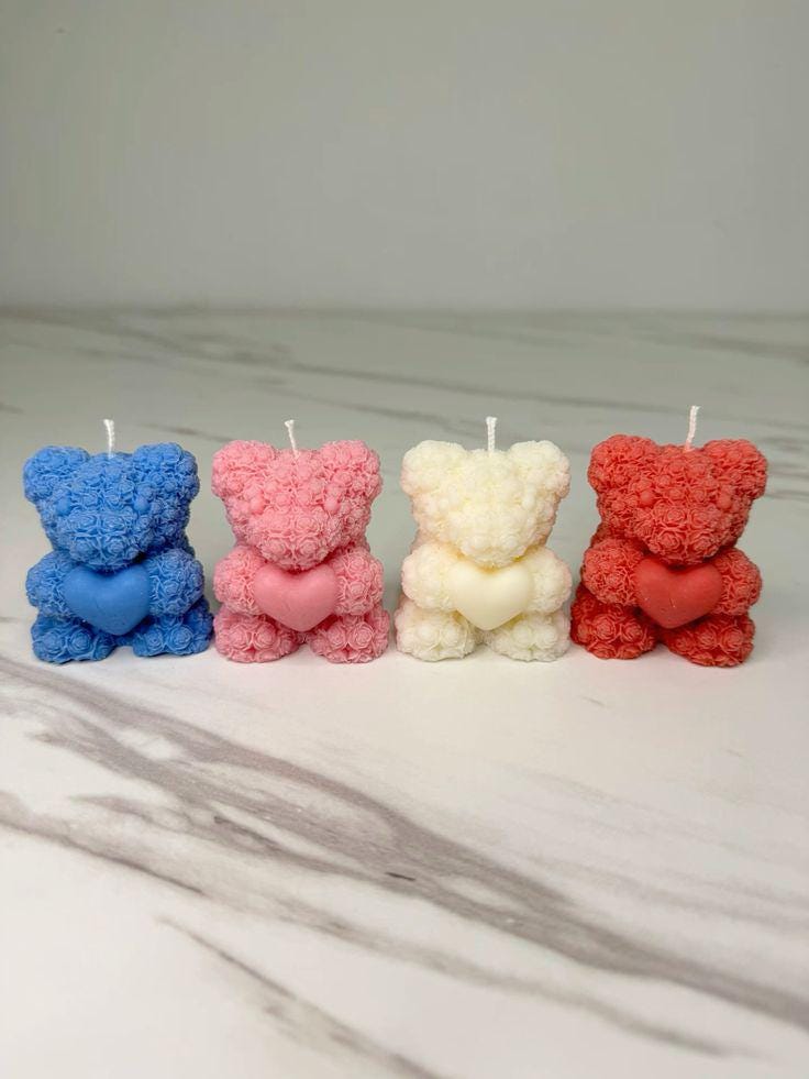 Scented Teddy Bear Soy Candle With Heart – Handmade Home Decor - Etsy