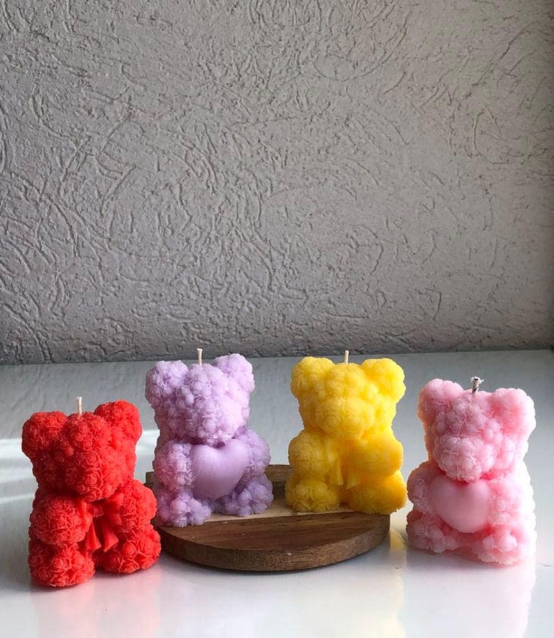 Scented Teddy Bear Soy Candle With Heart – Handmade Home Decor - Etsy