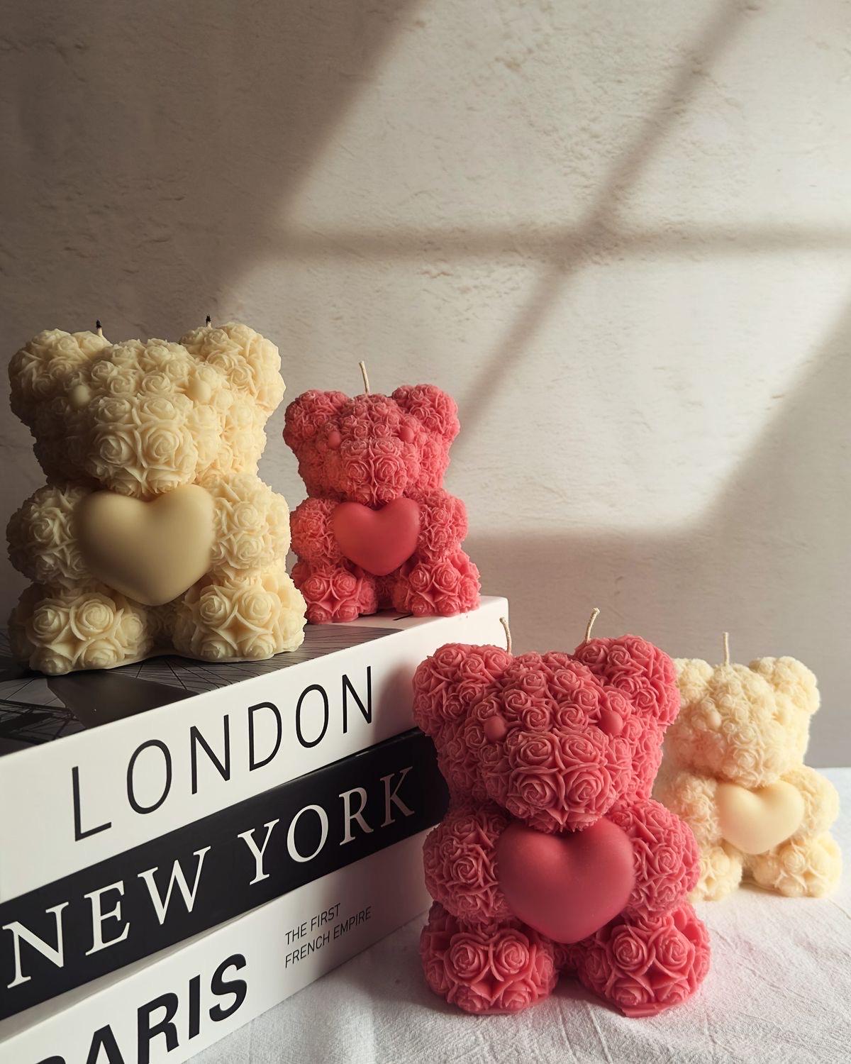 Scented Teddy Bear Soy Candle With Heart – Handmade Home Decor - Etsy
