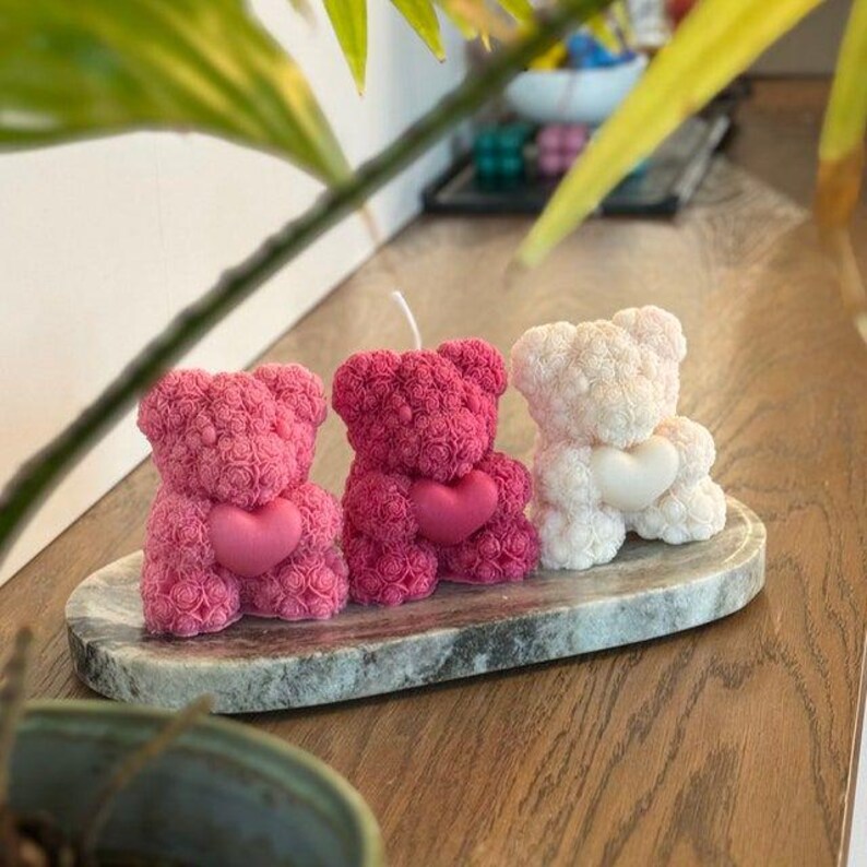 Scented Teddy Bear Soy Candle With Heart – Handmade Home Decor - Etsy
