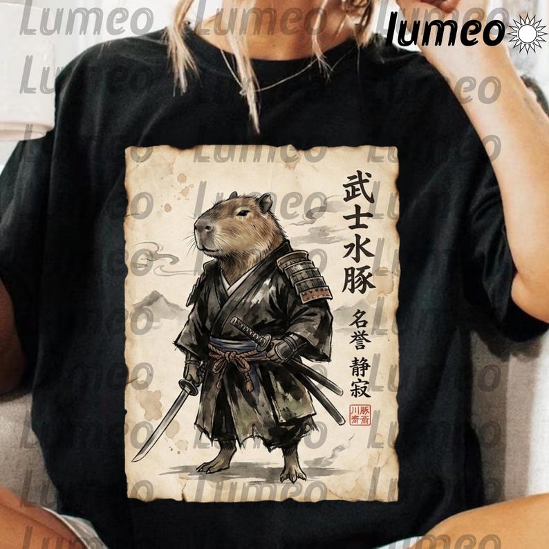 Samurai Capybara Japanese Art Illustration PNG SVG Cute Animal Warrior ...