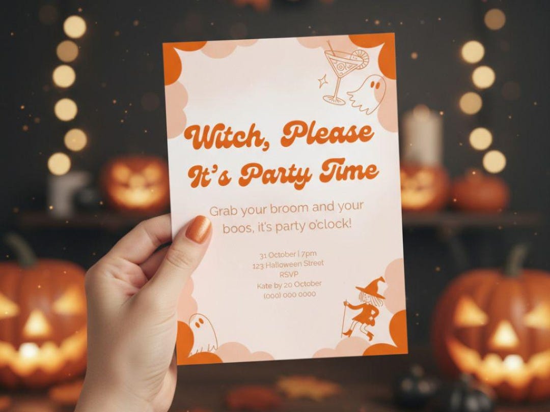 Witch Please Halloween Party Bundle: Editable Invitation Templates ...