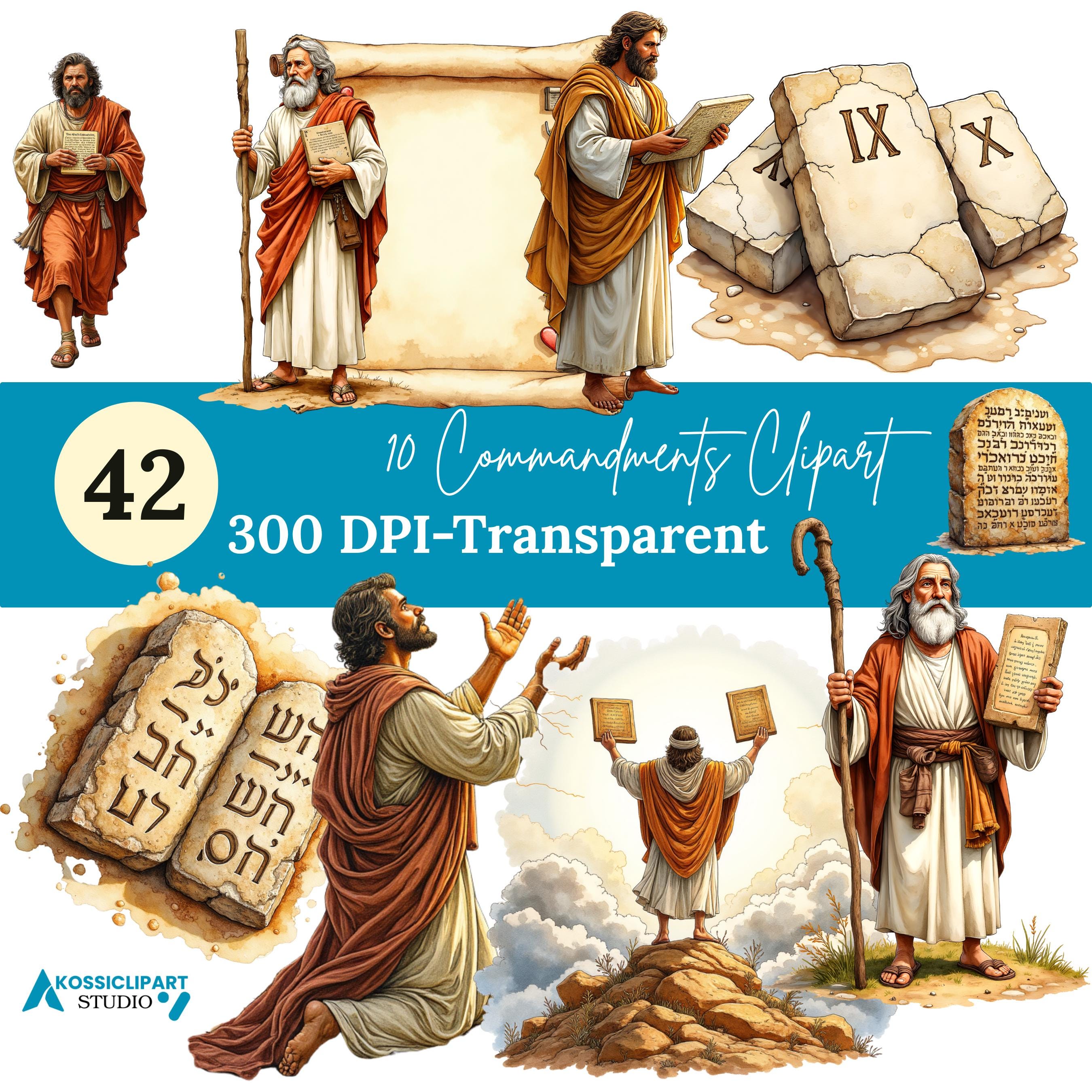 10 Commandments Clipart, Bible Story Graphics, Digital Download for ...