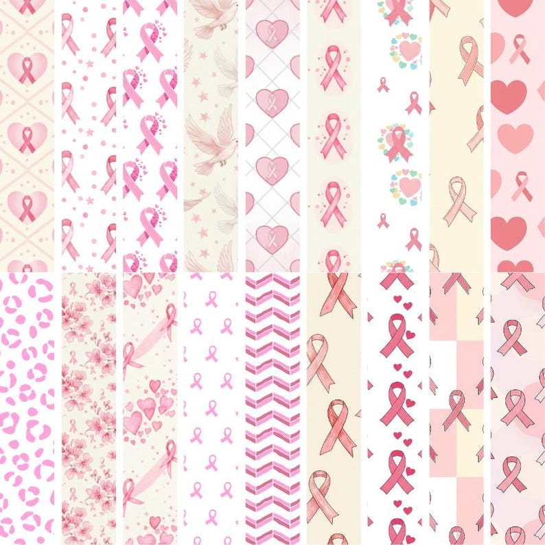 50+ Breast Cancer Awareness Digital Paper Bundle | Pink Ribbon ...