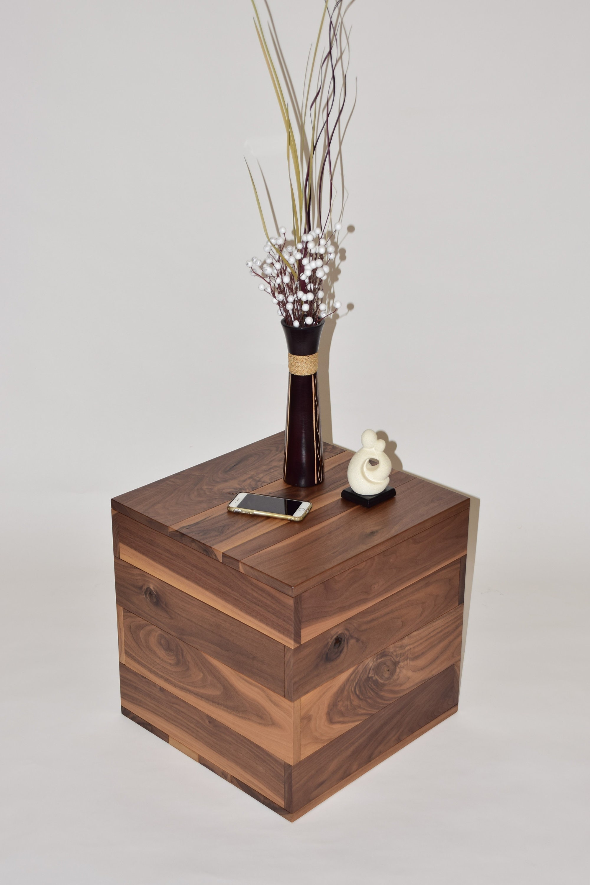 Rustic Walnut Cube/end Table/stand - Etsy