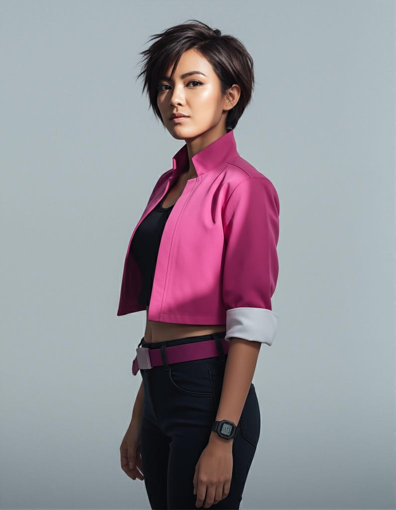 Dispatch Invisigal Inspired Jacket, Pink Cropped Cosplay Jacket, Women ...