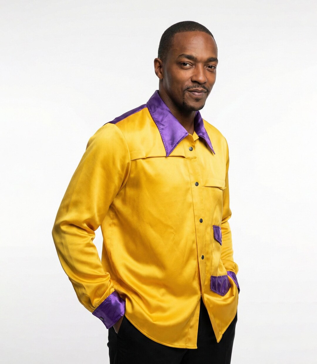 Gordon Gartrelle Satin Shirt, the Tonight Show Anthony Yellow Blue ...