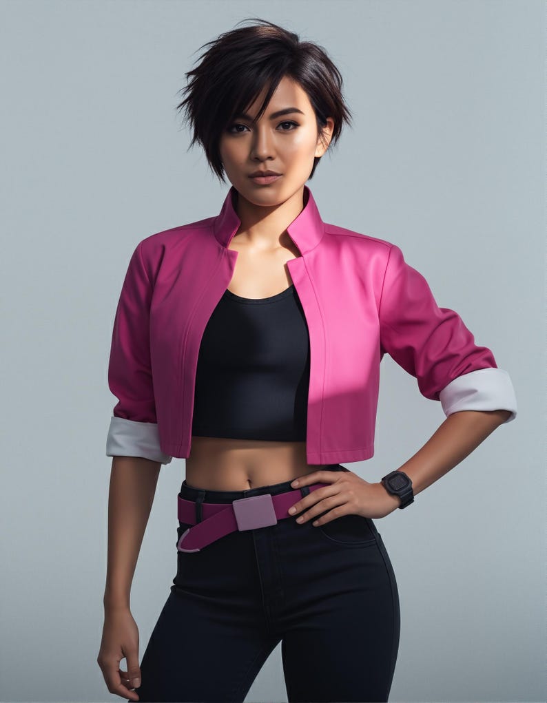 Dispatch Invisigal Inspired Jacket, Pink Cropped Cosplay Jacket, Women ...