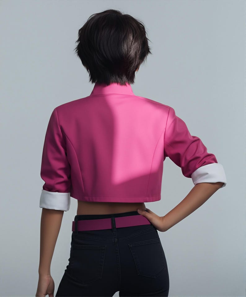 Dispatch Invisigal Inspired Jacket, Pink Cropped Cosplay Jacket, Women ...
