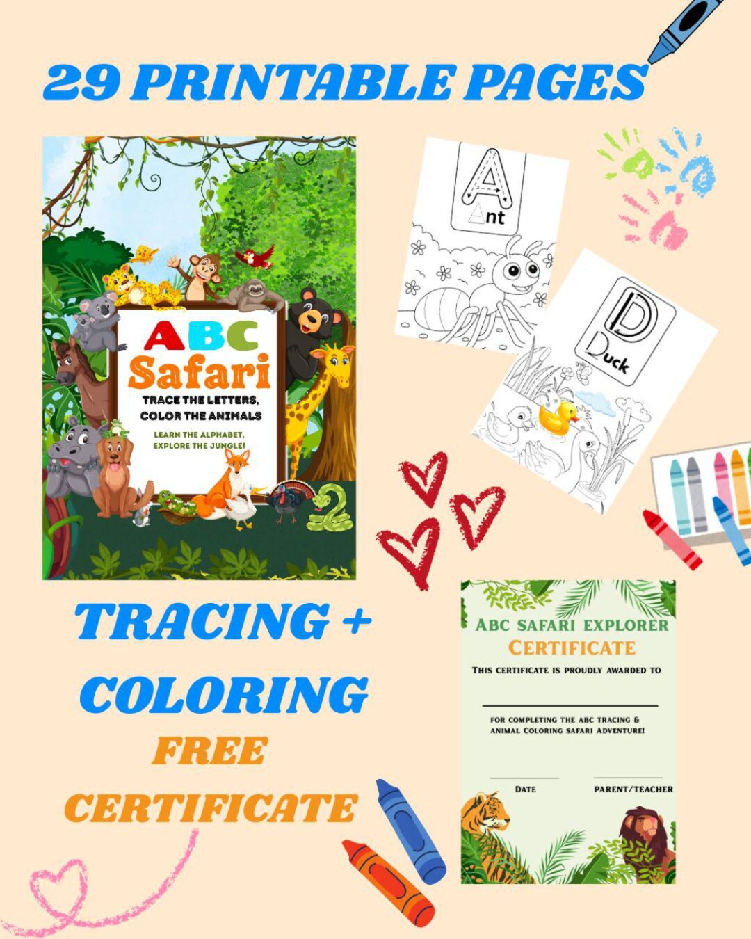 ABC Safari Printable Worksheet for Kids | Fun Animal Alphabet Coloring ...